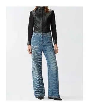 Pinko Wide-leg Zebra Print Jeans