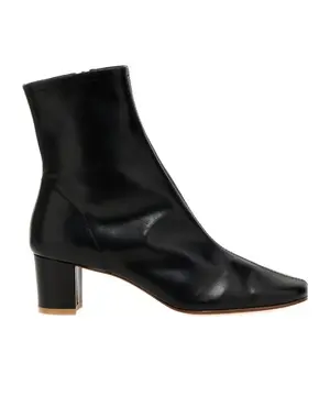 By Far Square Toe Block Heel Ankle Boots - Black