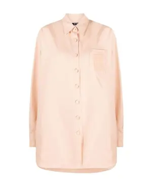 Raf Simons Oversized Logo Patch Denim Shirt - Nude