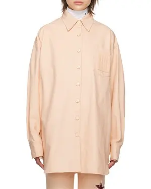 Raf Simons Oversized Logo Patch Denim Shirt - Nude