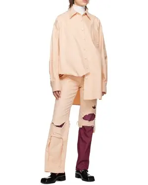 Raf Simons Oversized Logo Patch Denim Shirt - Nude