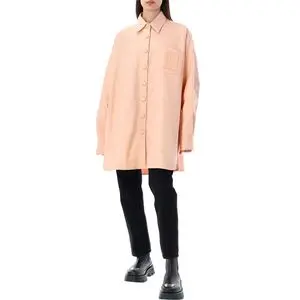 Raf Simons Oversized Logo Patch Denim Shirt - Nude