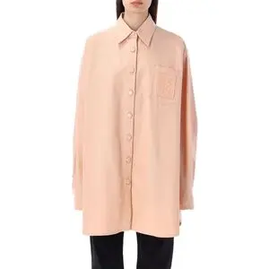 Raf Simons Oversized Logo Patch Denim Shirt - Nude