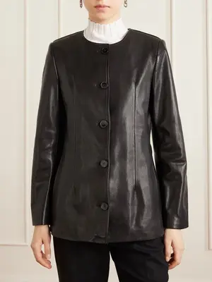Nour Hammour Maud Paneled Leather Jacket - Black