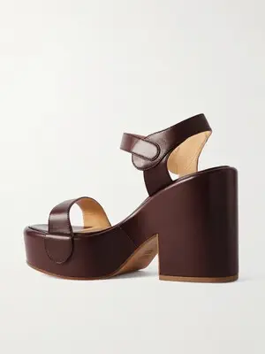 Gabriela Hearst Round Toe Platform Sandals With Buckled Ankle Strap