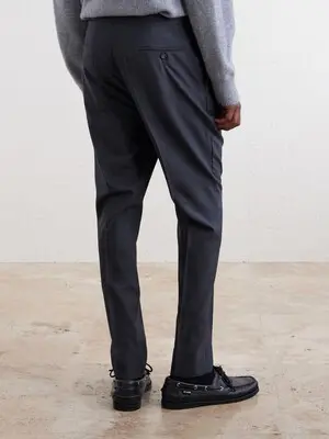 Officine Générale Drew Tapered Pleated Wool Trousers - Gray