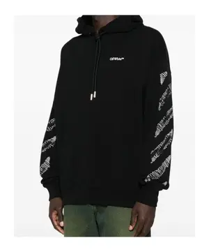 Off-White Scribble Print Drawstring Hoodie - Black