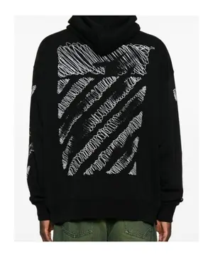 Off-White Scribble Print Drawstring Hoodie - Black