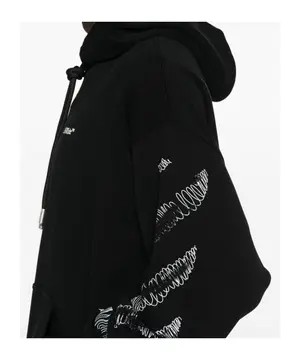 Off-White Scribble Print Drawstring Hoodie - Black