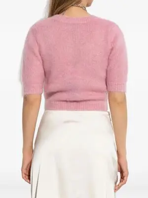 Alessandra Rich Embroidered Rose Knit Jumper