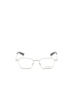 Saint Laurent Rectangle Frame Eyeglasses - Shiny Silver
