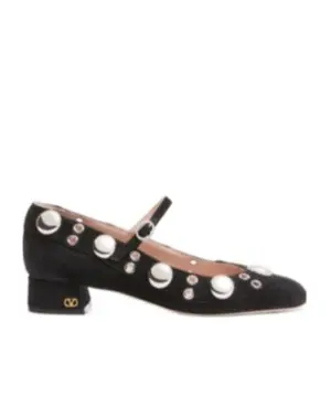 Valentino Garavani Vlogo Signature Embellished Mary Jane Pumps - Black
