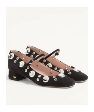 Valentino Garavani Vlogo Signature Embellished Mary Jane Pumps - Black