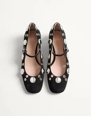 Valentino Garavani Vlogo Signature Embellished Mary Jane Pumps - Black