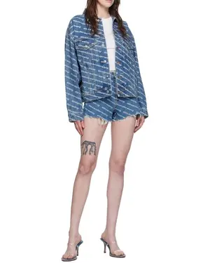 Alexander Wang Embellished Logo Denim Jacket
