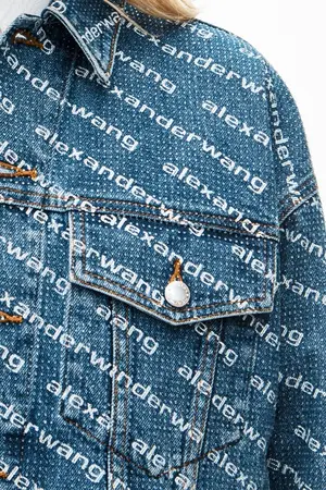 Alexander Wang Embellished Logo Denim Jacket