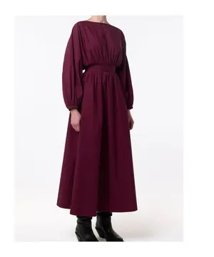 Gabriela Hearst Gathered Midi Dress With Puffed Sleeves