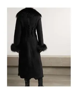 Gabriela Hearst Long Sleeve Coat With Fur Trim