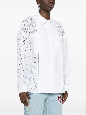 Kenzo Broderie Anglaise Panelled Buttoned Shirt