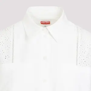 Kenzo Broderie Anglaise Panelled Buttoned Shirt