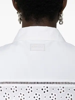 Kenzo Broderie Anglaise Panelled Buttoned Shirt