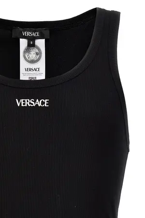 Versace Logo-embroidered Ribbed Tank Top - No