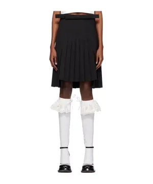 SHUSHU/TONG Knife-pleated Skirt With Bow Detail