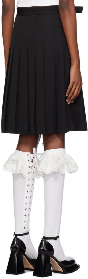 SHUSHU/TONG Knife-pleated Skirt With Bow Detail