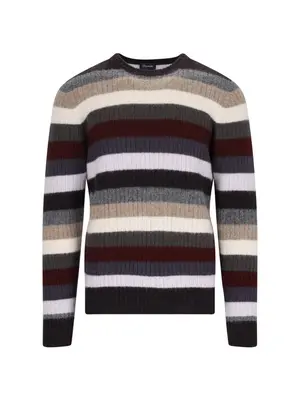 DRUMOHR Striped Ribbed Knit Top - Black