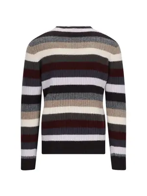 DRUMOHR Striped Ribbed Knit Top - Black