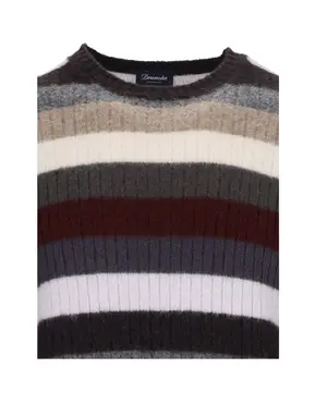 DRUMOHR Striped Ribbed Knit Top - Black