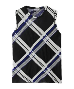 Burberry Checked Silk Knitted Vest - Black