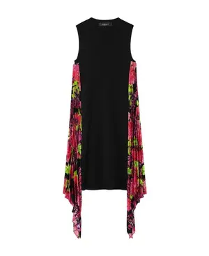 Versace Sleeveless Round Neck Orchid Print Dress