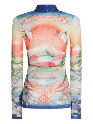 Casablanca Long-sleeved High-neck Graphic Print Top