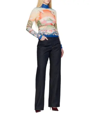 Casablanca Long-sleeved High-neck Graphic Print Top