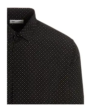 Saint Laurent Polka-dot Long-sleeve Silk Shirt