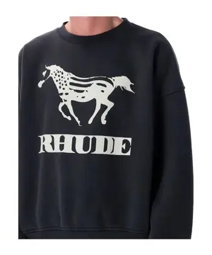 Rhude Dinero Graphic Crewneck Sweatshirt - Black