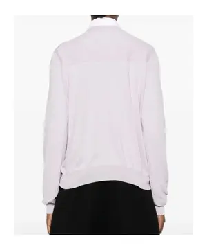 JIL SANDER Crew Neck Long Sleeve Cotton Sweater - White