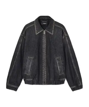 Versace Embellished Denim Blouson - Black