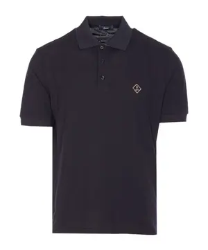 Herno Logo Embroidered Basic Polo Shirt - Black