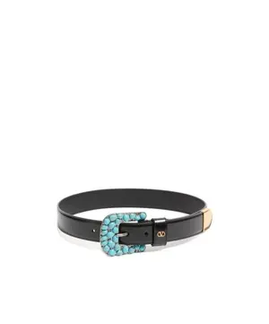 Valentino Garavani Vlogo Signature Brushed Calfskin Belt 30 Mm - Black