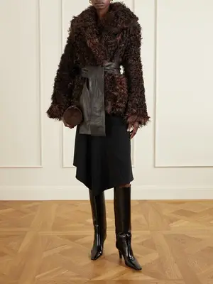 Nour Hammour Belted Shearling Coat