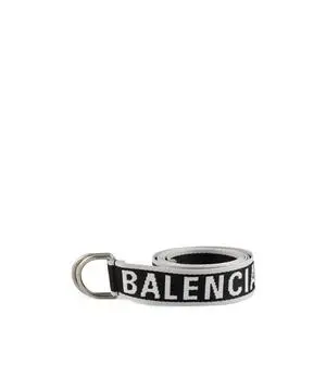 Balenciaga D Ring Logo Jacquard Belt - Black