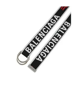 Balenciaga D Ring Logo Jacquard Belt - Black