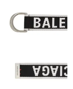 Balenciaga D Ring Logo Jacquard Belt - Black