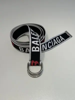 Balenciaga D Ring Logo Jacquard Belt - Black