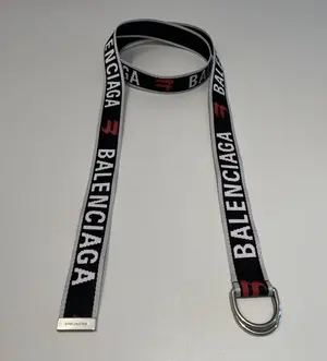 Balenciaga D Ring Logo Jacquard Belt - Black