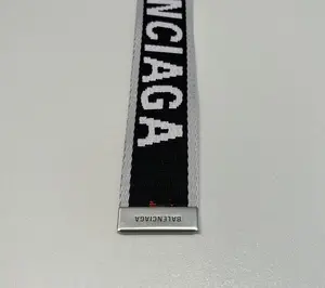 Balenciaga D Ring Logo Jacquard Belt - Black