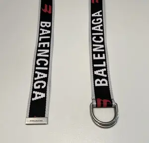 Balenciaga D Ring Logo Jacquard Belt - Black
