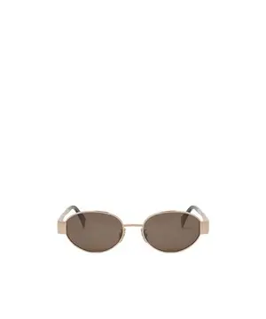 Celine Oval Frame Sunglasses With Logo Pattern - Brown